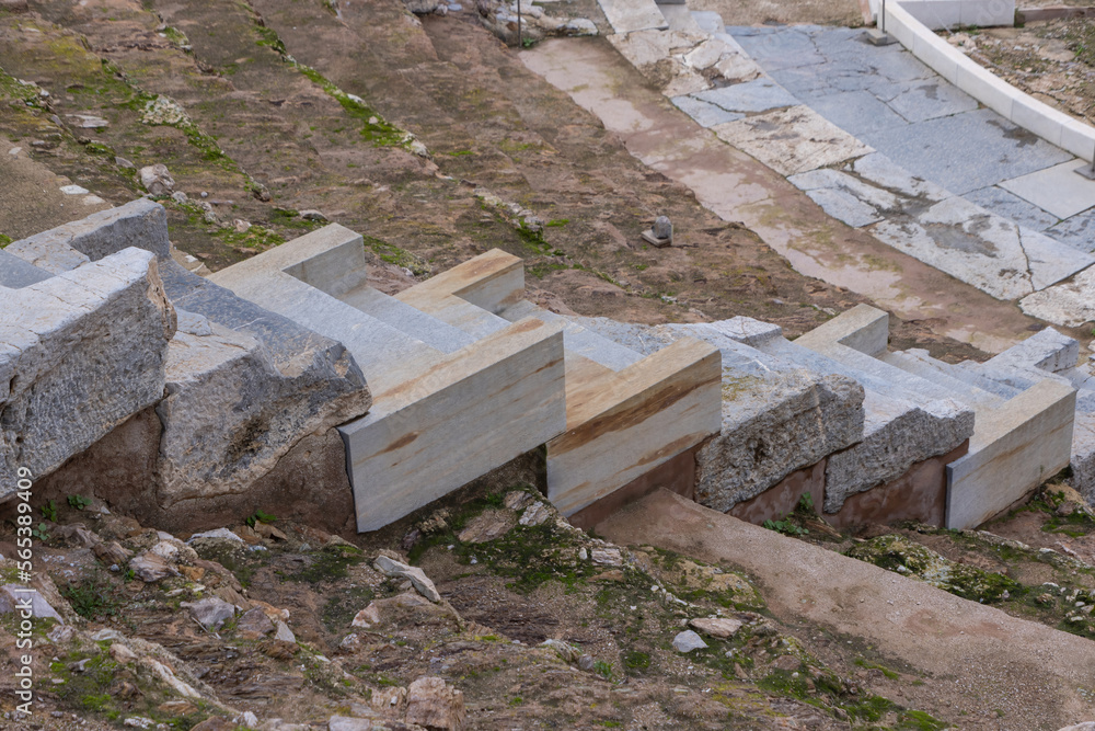 New steps made to replace old steps at the Ancient Roman Theater ...