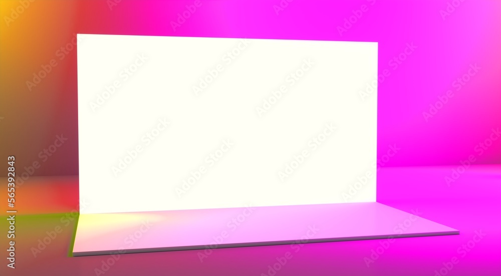 Simple event scene on white background. front view. 3d Rendering. Stock ...