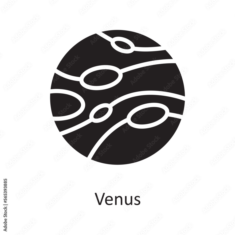 Venus Vector Solid Icon Design illustration. Space Symbol on White ...