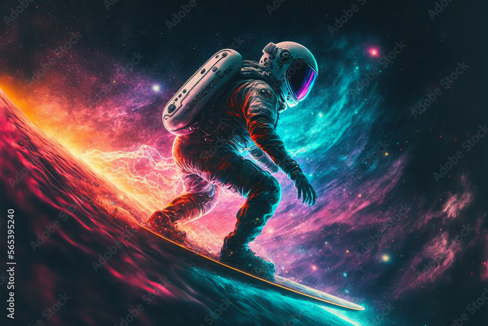 Surfing Astronaut Art