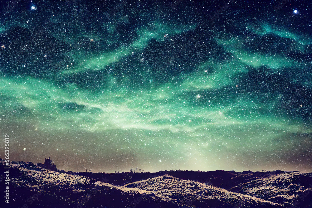 Christmas Starry Sky Scene illustration Generative AI Content by ...