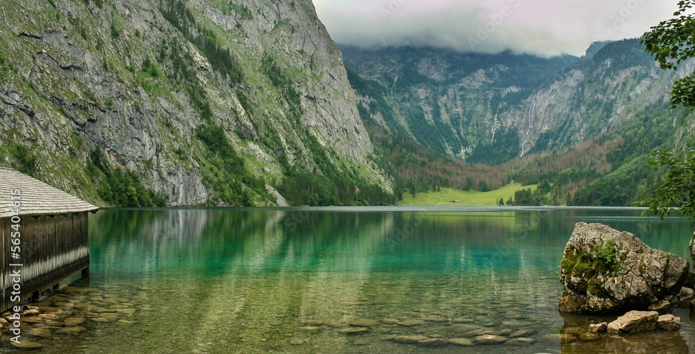 Stunning deep green waters of Konigssee, known as Germany's deepest and ...