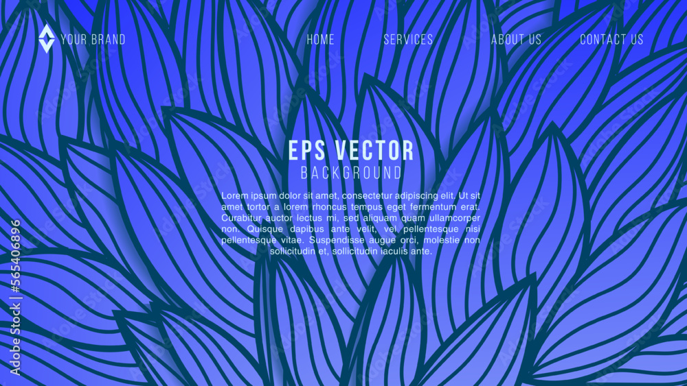 minimal blue doodles background, abstract creative flower doodle ...