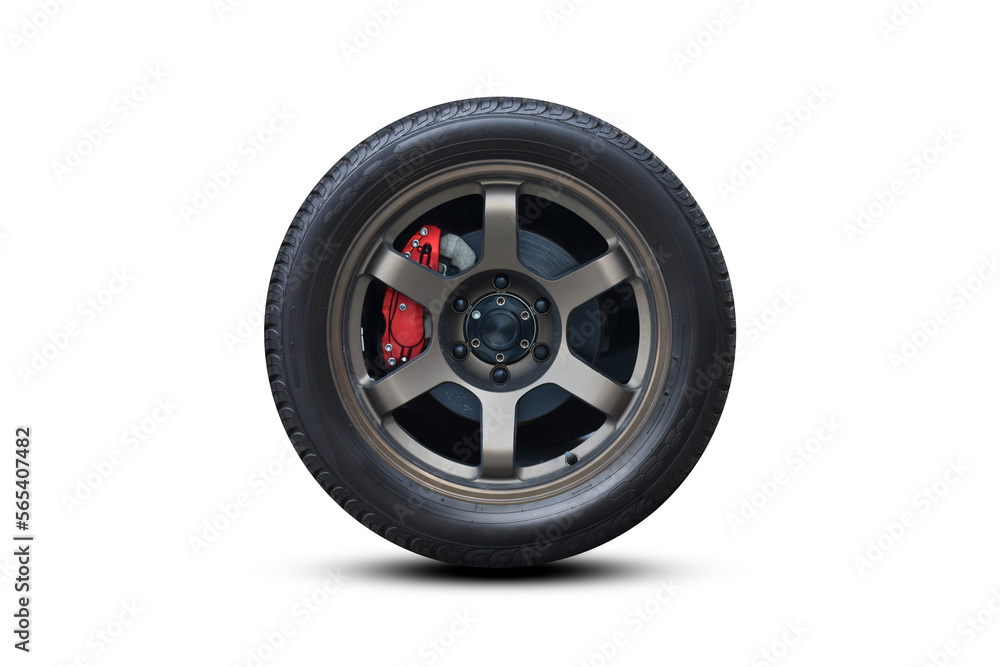 Clipping path. Silver wheel super car isolated on white background view ...