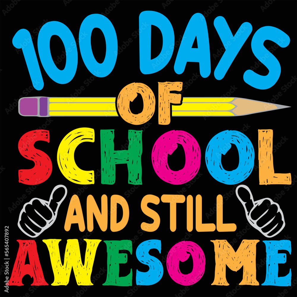 100 days of school lettering typography t shirt design or Calligraphic ...