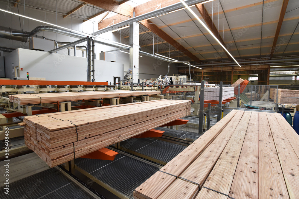 woodworking/ sawmill: production and processing of wooden boards in a ...