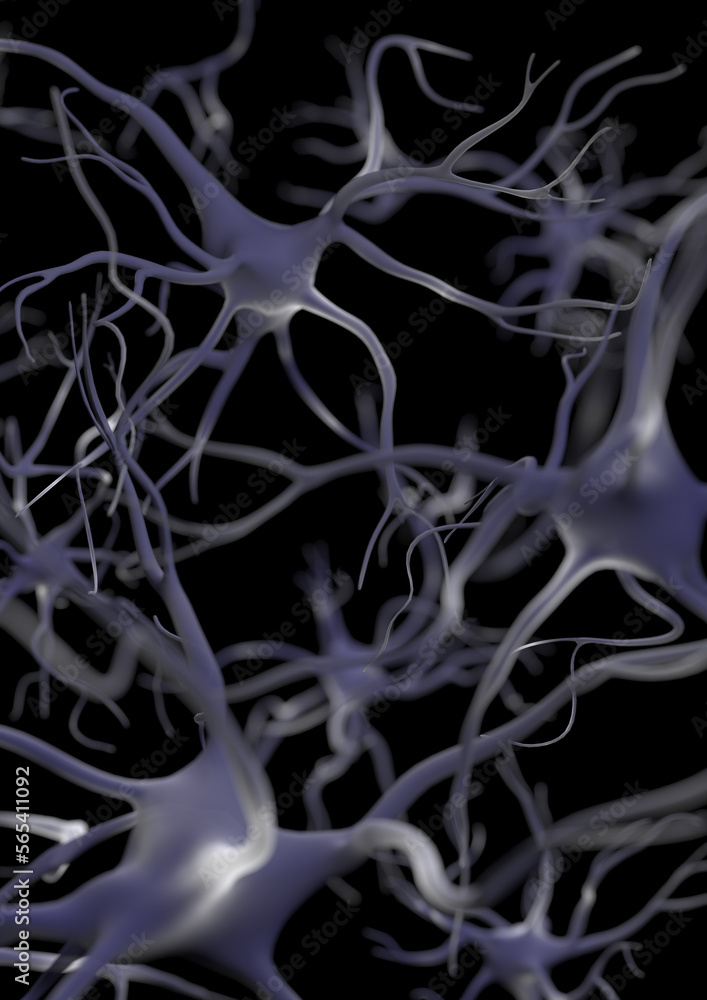 3d rendered illustration of Neurons Portrtait. Human Brain Cells ...