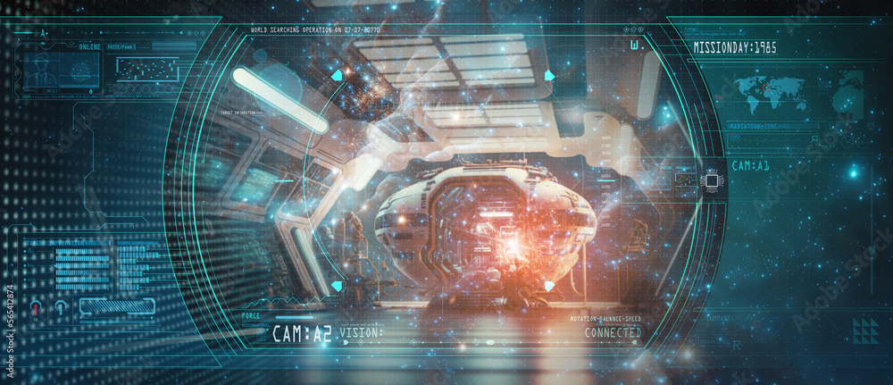 HUD ui futuristic user interface.3d global world map and business data ...