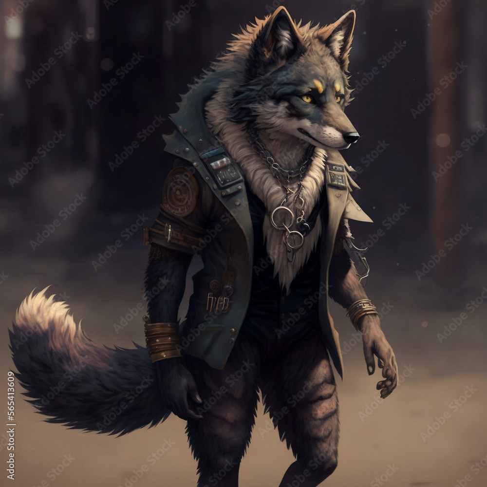 anthro wolf humanoid Stock Illustration | Adobe Stock