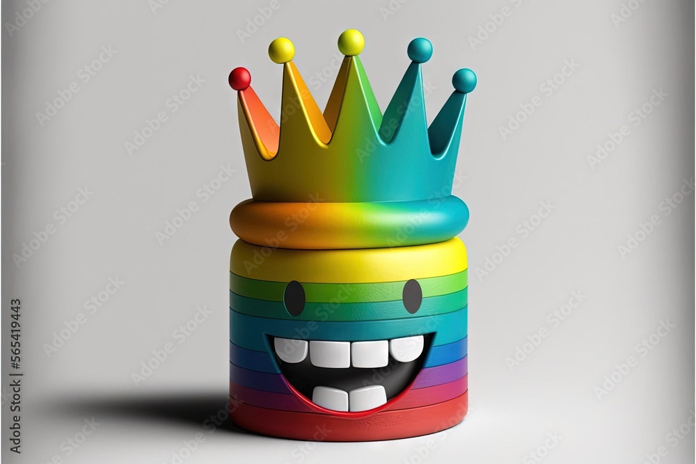 smiley rainbow emoticon wearing liberty statue crown illustration ...