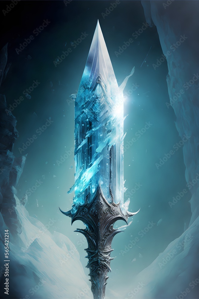 ice sword in the dark, generative ai art Stock Illustration | Adobe Stock