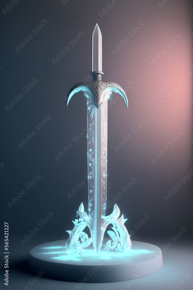 ice sword in the dark, generative ai art Stock Illustration | Adobe Stock