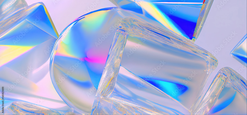 iridescent glowing glass shapes abstract background, creative component ...