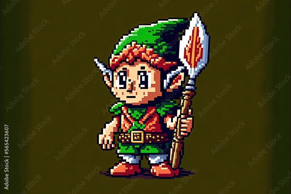 Pixel art character of elf for RPG game, character in retro style for 8 ...