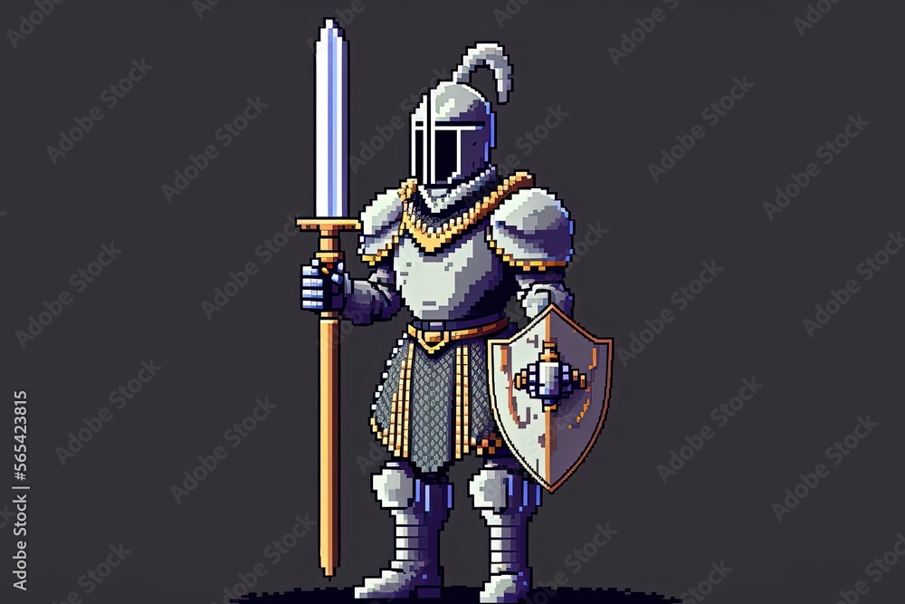 Pixel art knight character for RPG game, character in retro style for 8 ...