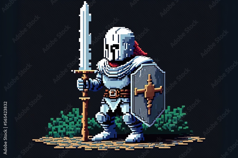 Pixel art knight character for RPG game, character in retro style for 8 ...