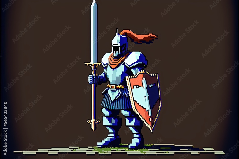 Pixel art knight character for RPG game, character in retro style for 8 ...