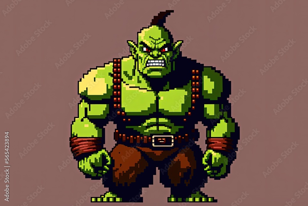 Pixel art orc character for RPG game, character in retro style for 8 ...
