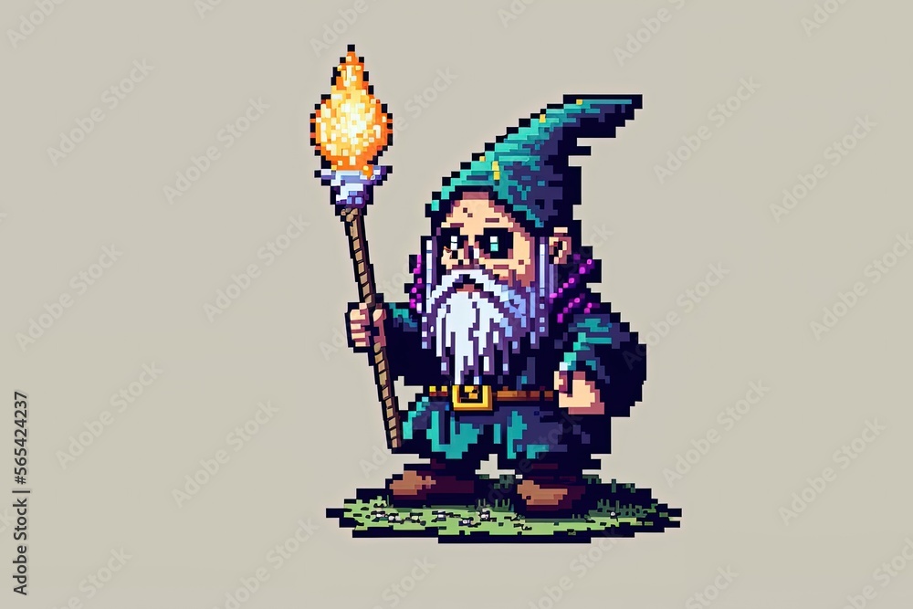 Pixel art wizard character for RPG game, character in retro style for 8 ...