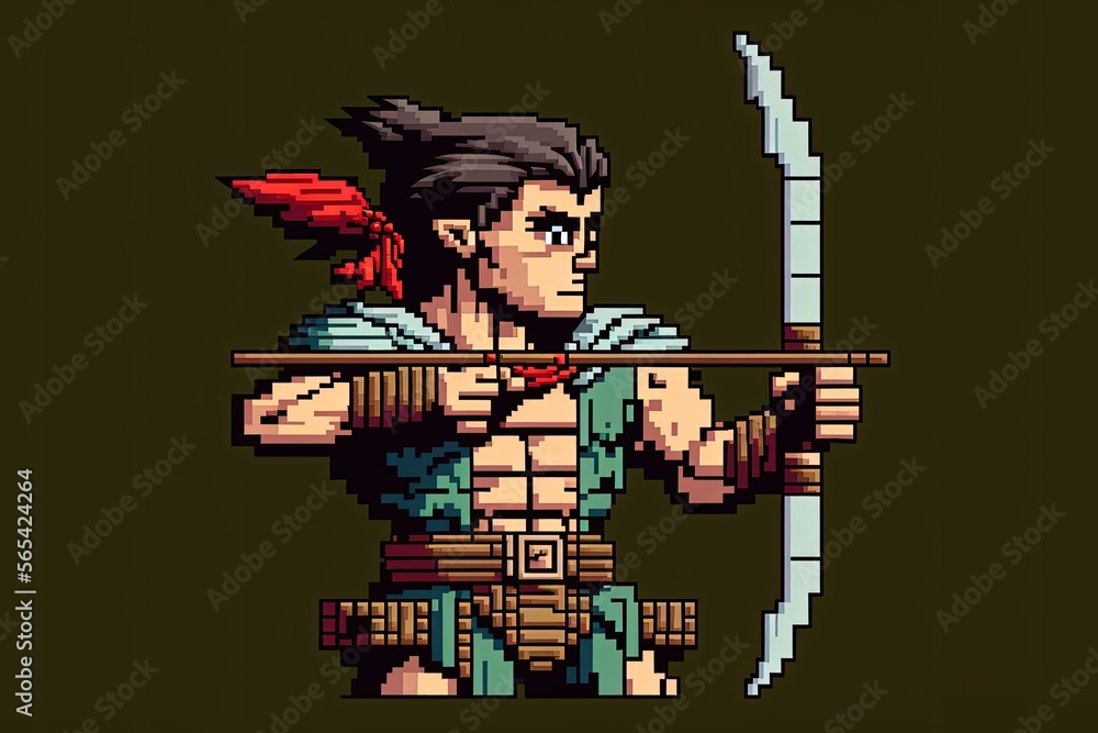 Pixel art archer character for RPG game, character in retro style for 8 ...