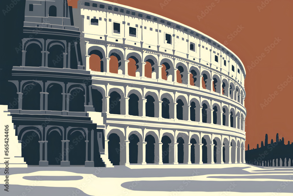 Illustration of the Colosseum, an iconic symbol of ancient Rome. The ...