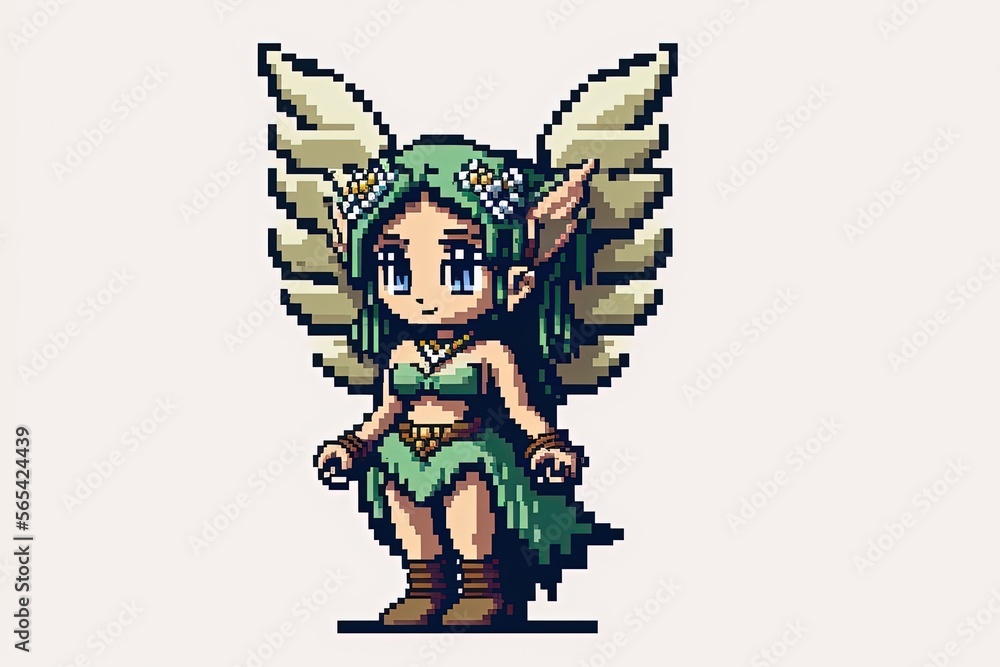 Pixel art fairy character for RPG game, character in retro style for 8 ...