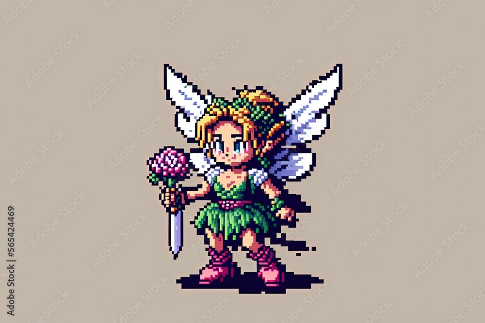 Pixel art fairy character for RPG game, character in retro style for 8 ...