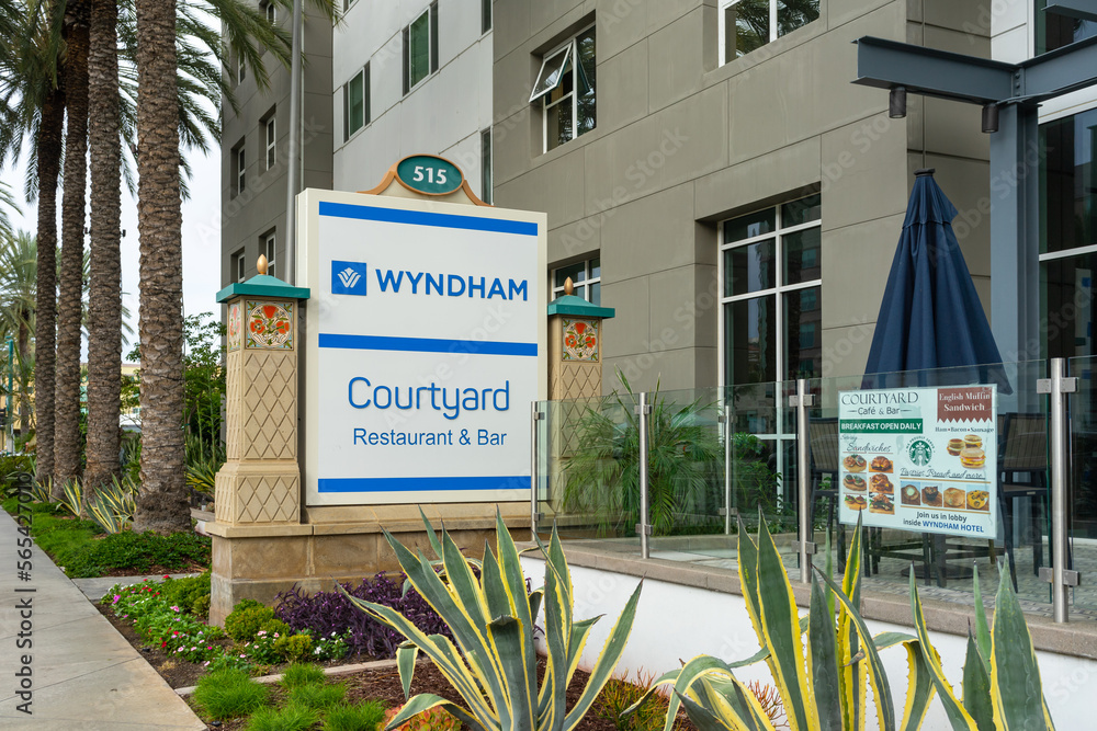 Anaheim, CA, USA – November 2, 2022: Monument style sign for Wyndham ...