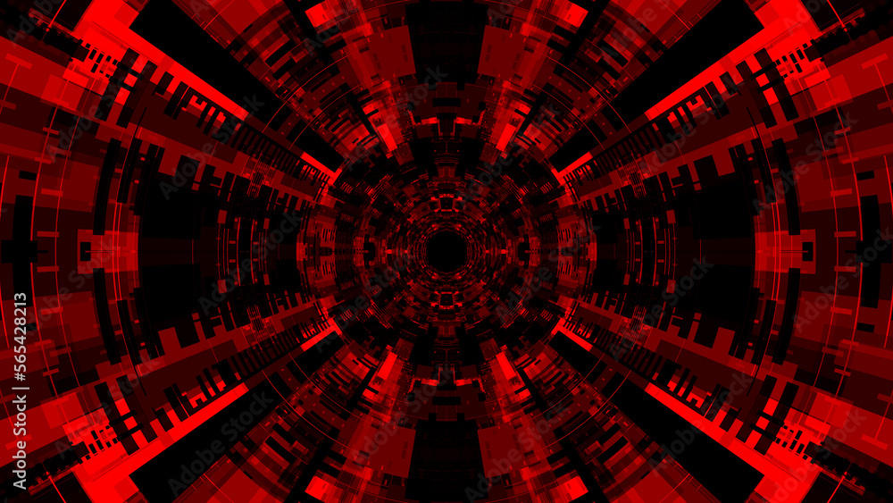 Red technology pattern circle tunnel texture background Stock ...