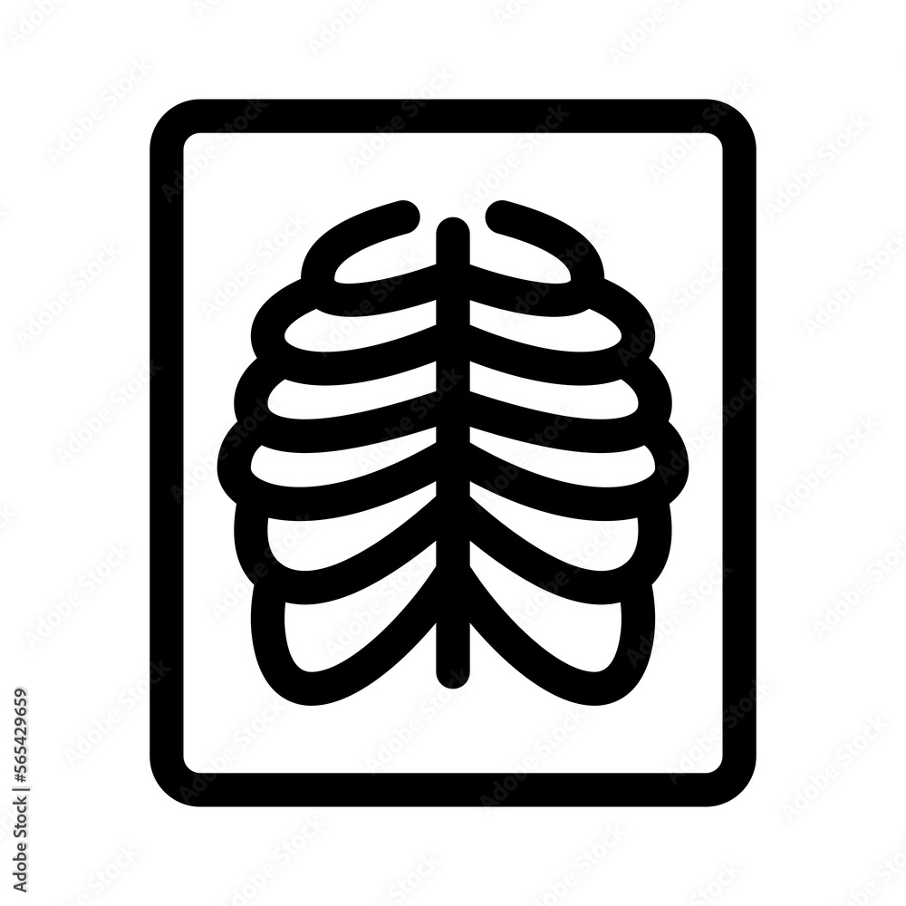 X-Ray Icon on white background. Simple outline style. Radiology, chest ...