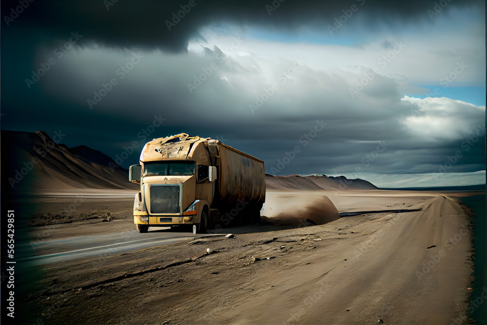 A Single Loney Lorry Stranded on a Motorway: A Visually Stunning ...