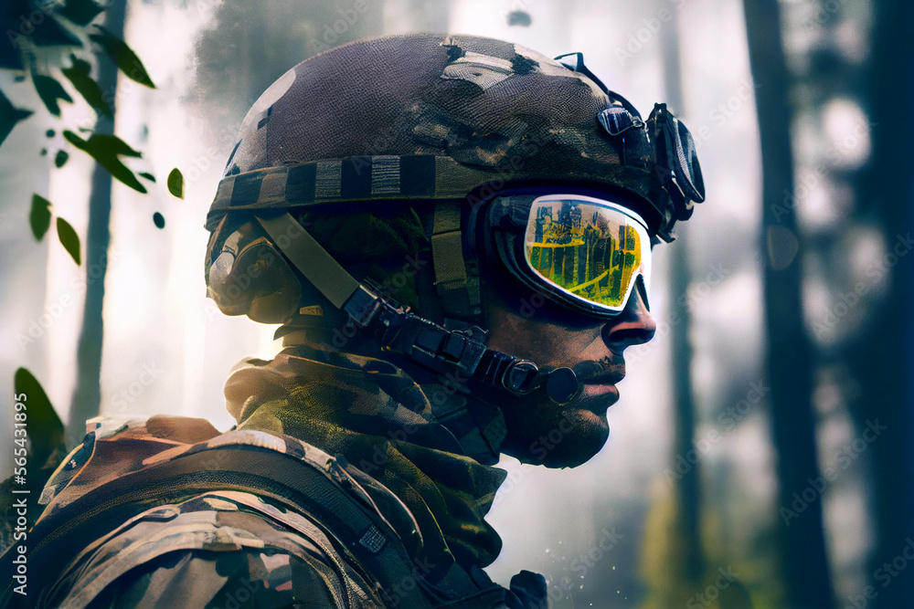 Double Exposure of Ukrainian Soldier and Forest: A Photographic ...