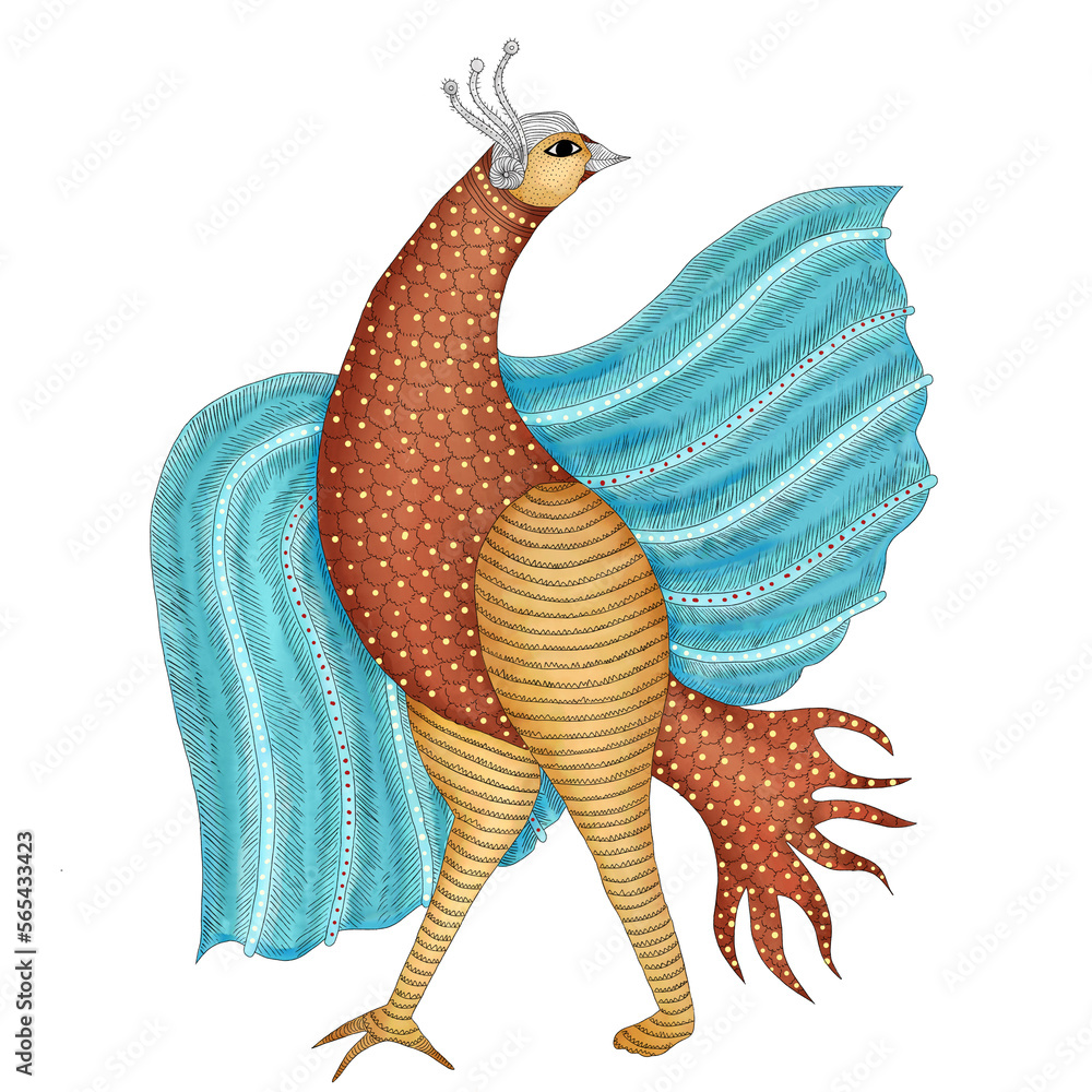 Indian tribal Gond art style illustration Stock Illustration | Adobe Stock