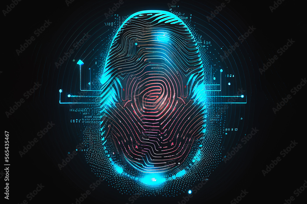security concept digital screen locking, fingerprint Stock Illustration ...