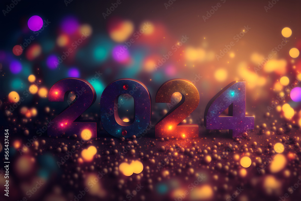 New Year background bokeh light and the letters 2024 wallpaper, neural ...