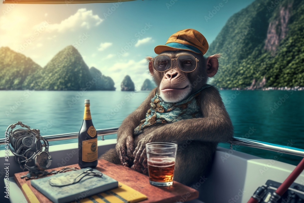 Monkey Vacation, Lounging, Animal Trip, Beach, Holiday, Fun In The Sun ...