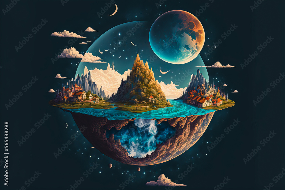 Image of the Earth represented in both flat and spherical versions ...