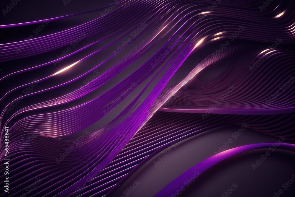 a purple abstract background with wavy lines and curves in the center ...