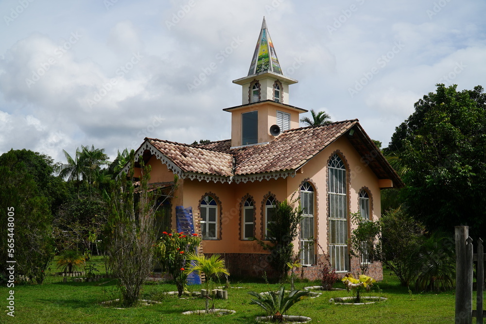 Small pretty church in the Amazon region on the national road AM 240 ...