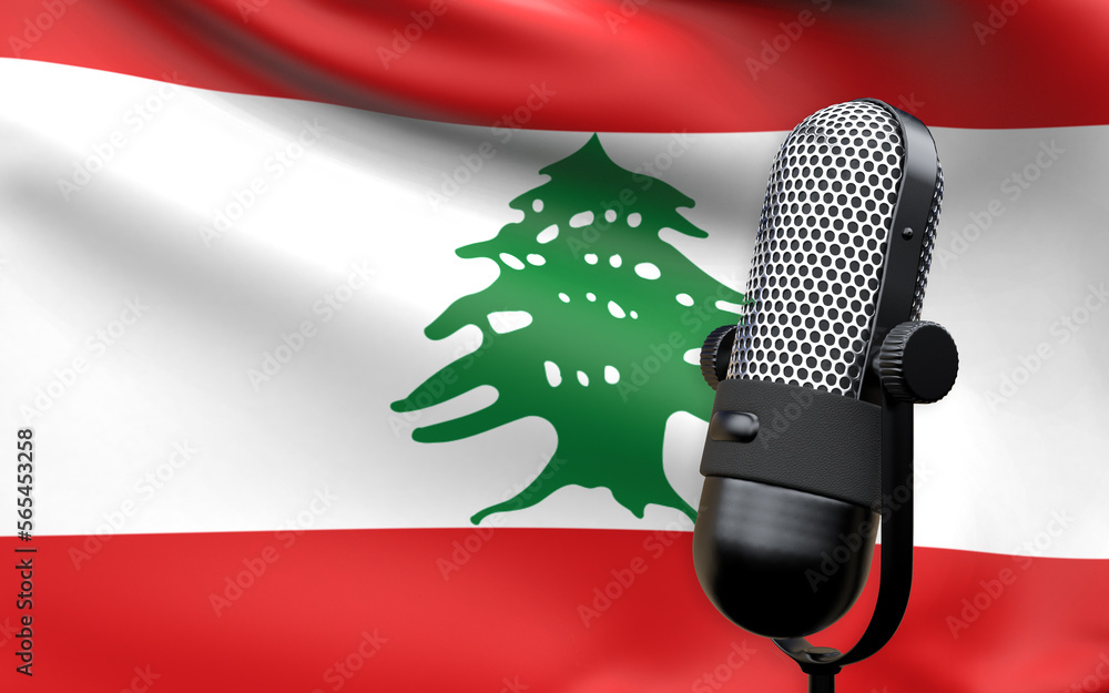 Lebanon national flag with microphone composition of voice of truth ...