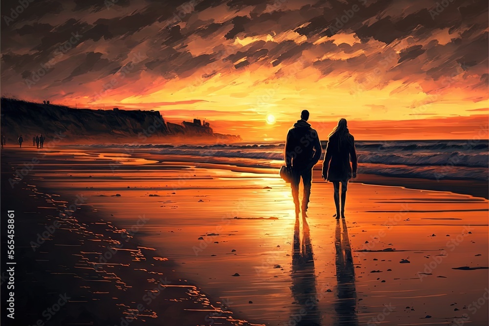 Beach People Walking