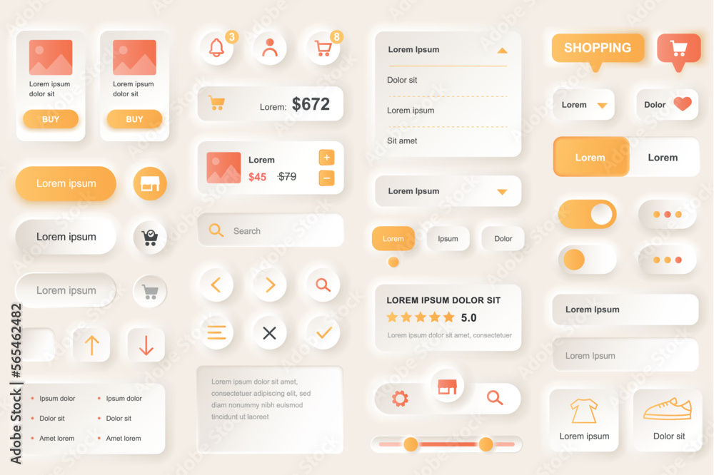 User interface elements for shopping mobile app. Shopping platform ...