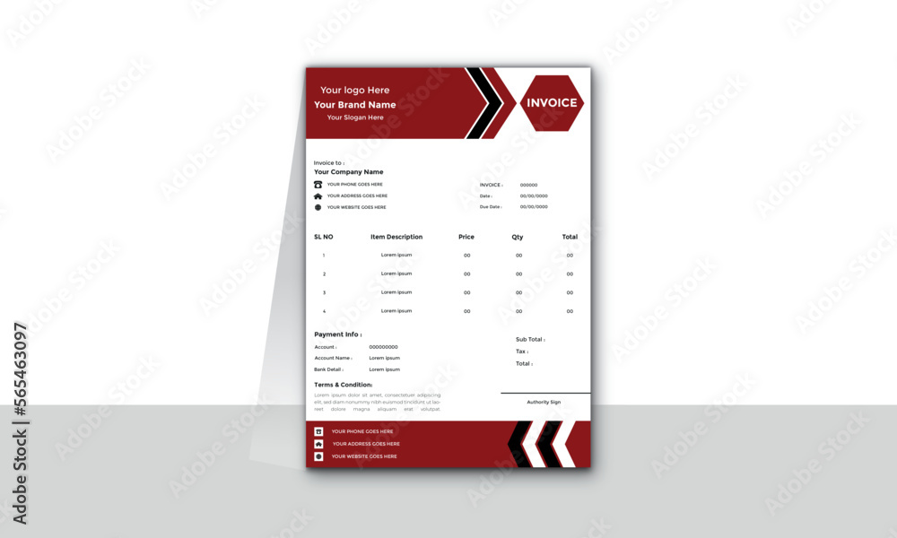 professional business invoice design print layout vector file Stock ...