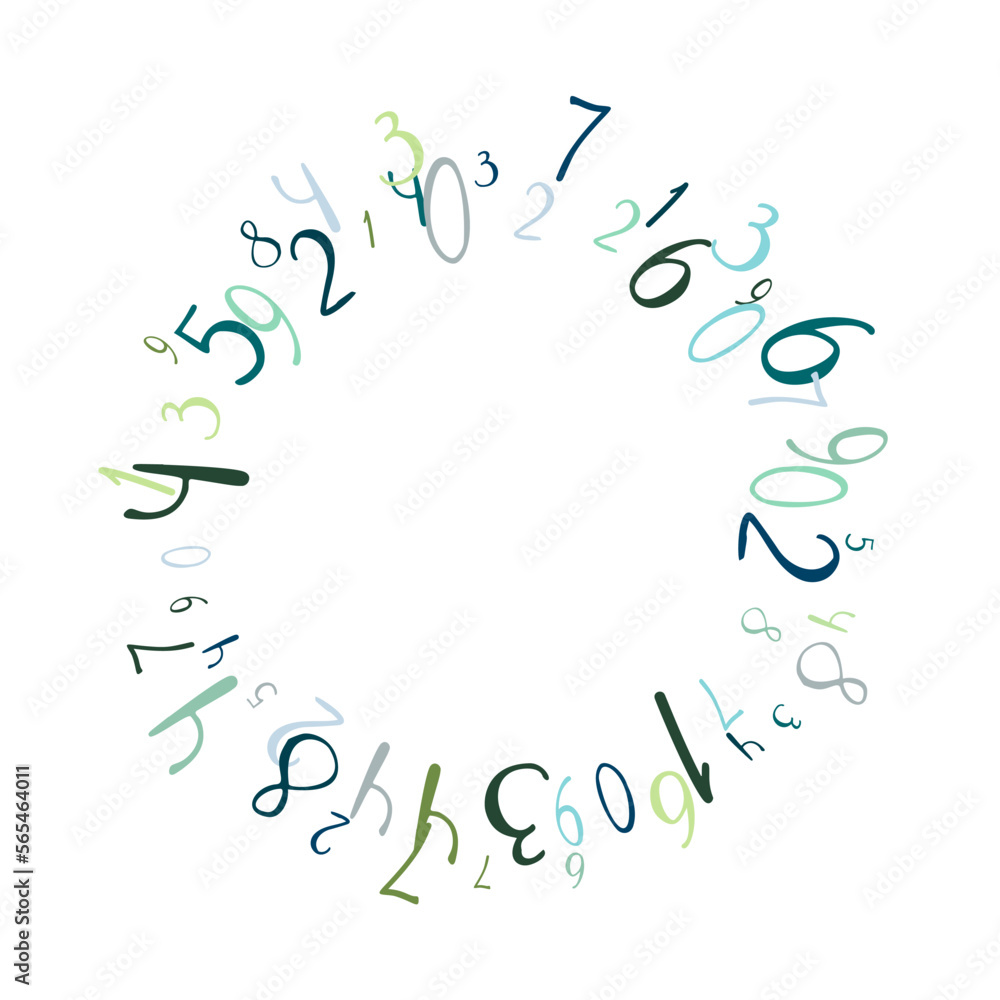 Vecteur Stock Round pattern of handwritten numbers from zero to nine ...