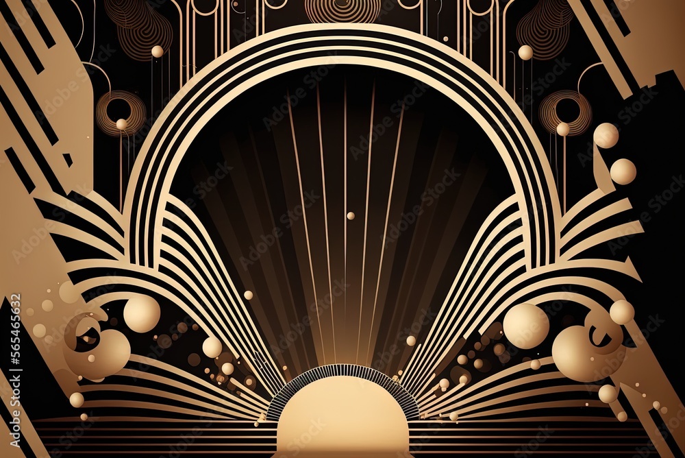 old fashioned art deco style party scene advertisement backdrop with ...