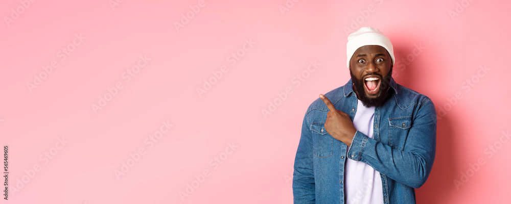 Shocked and pressured Black man complaining, shouting at camera annoyed ...