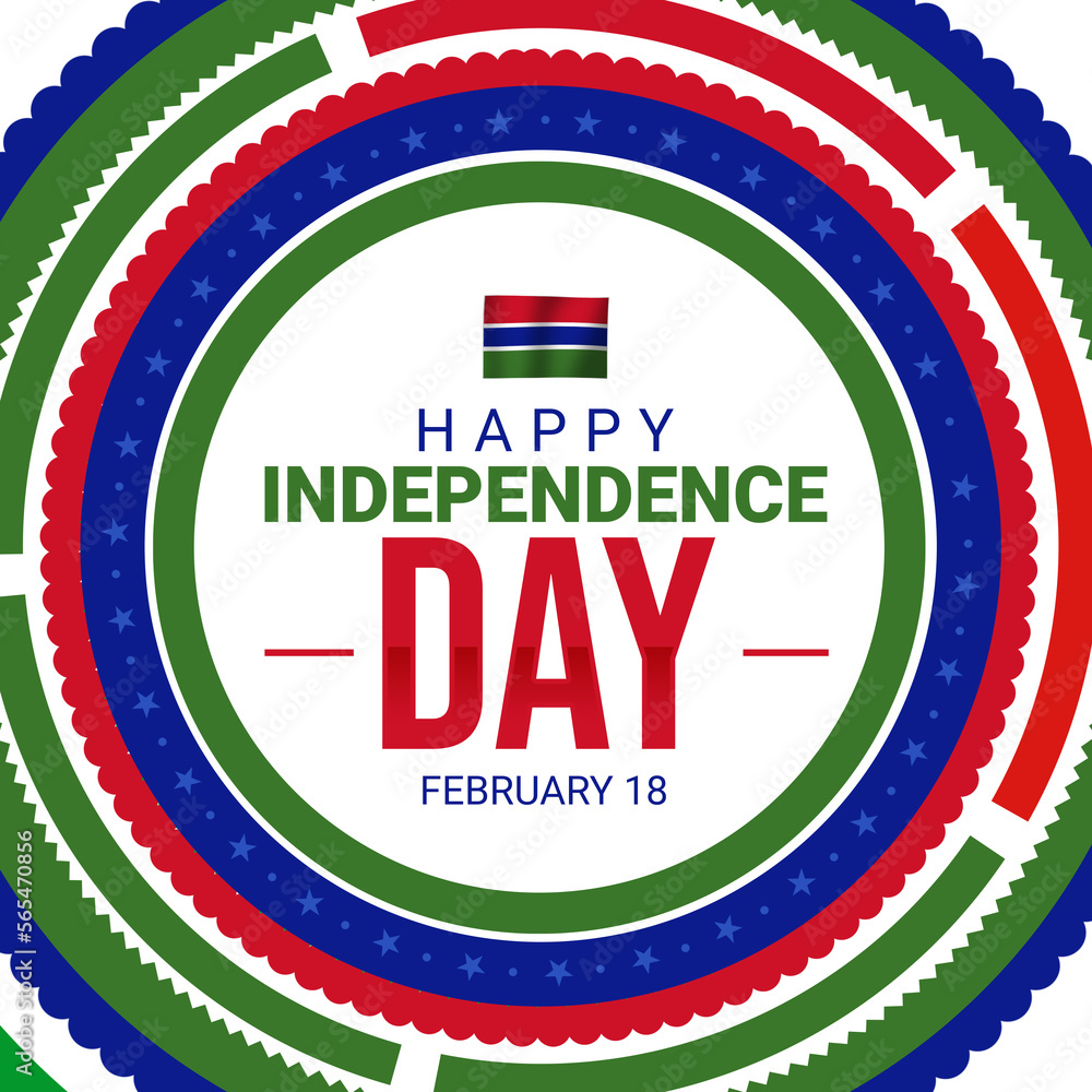 Happy Independence Day Gambia background with colorful circle designs ...