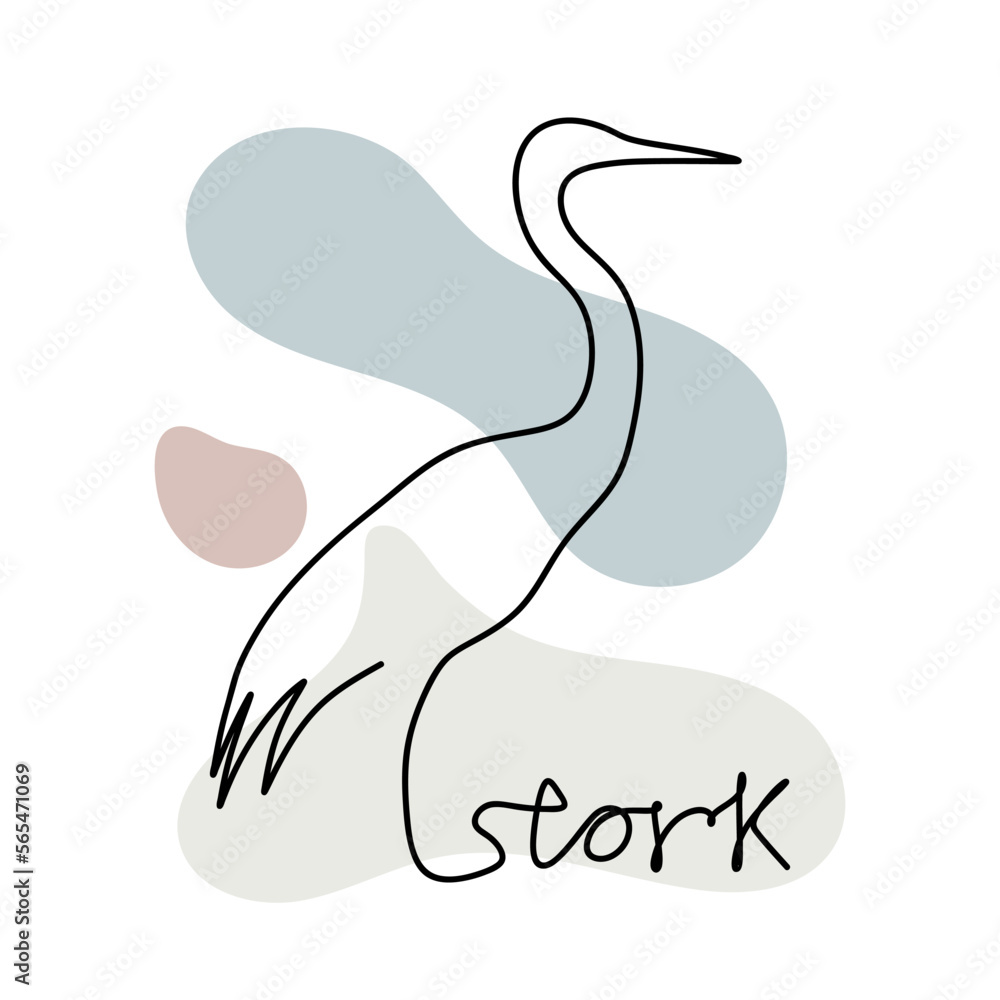 Continuous line drawing of Stork. Single continuous line drawing stork ...