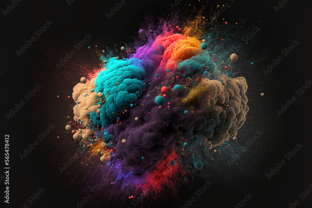 Explosion blobs of colors on dark background Stock Illustration | Adobe ...