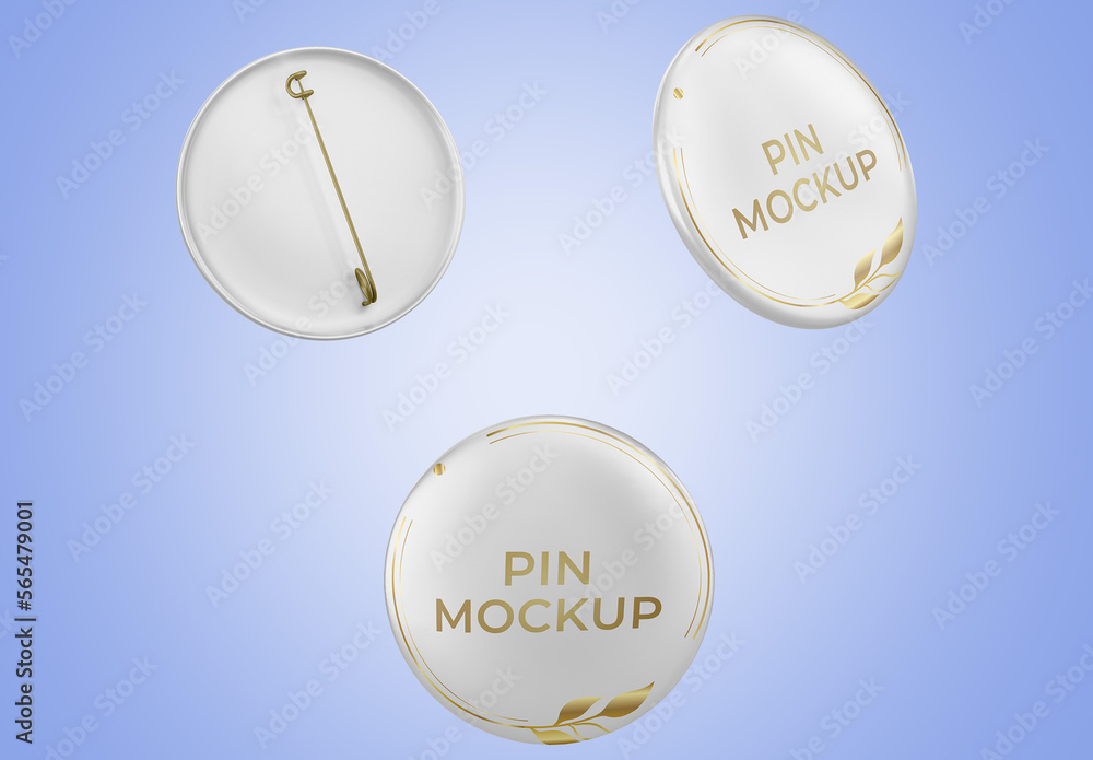 Metallic Button Pin Mockup Stock Template | Adobe Stock